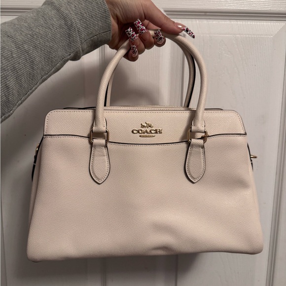 Coach | Bags | Coach Cream Leather Handbag | Poshmark